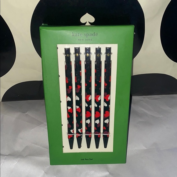 kate spade | Accents | Kate Spade Black And Red Heart Pen 5 Pc Set ...